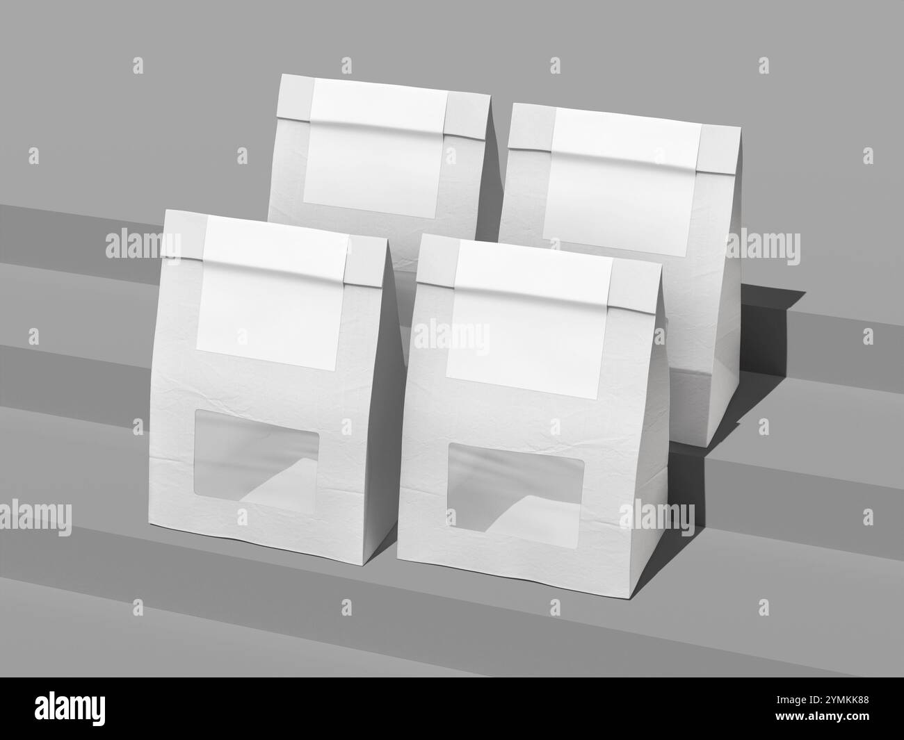 Isometric Level White Blank Paper Bag Packaging Mockup 3D Render Stock ...