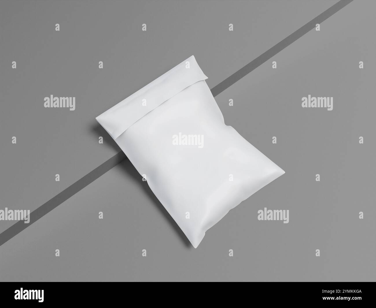 White Blank Flat Lay Mailer Bag Mockup 3D Render for Shipping Packaging ...