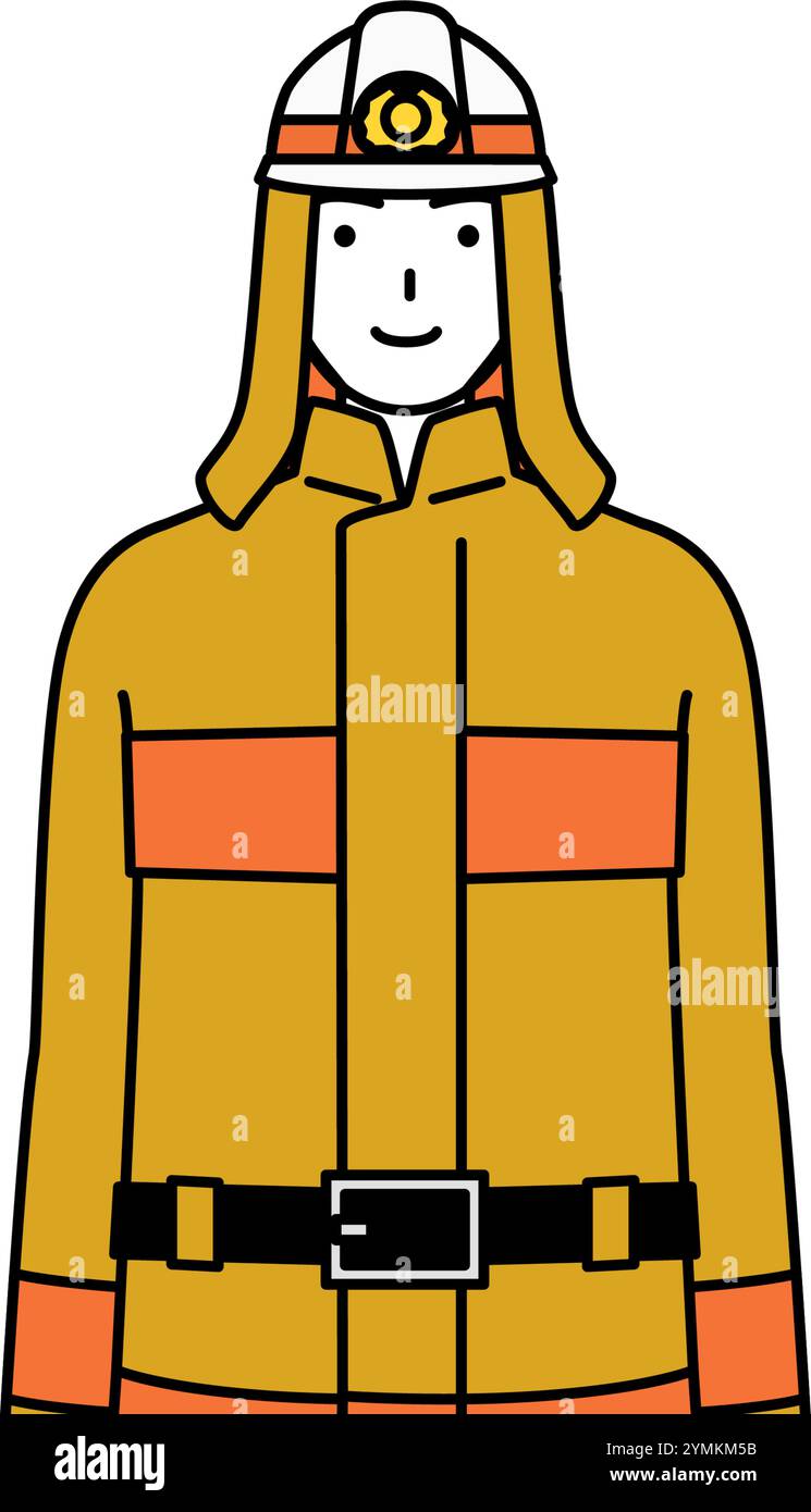 Firefighter in fire uniform with a smile facing forward, Vector ...