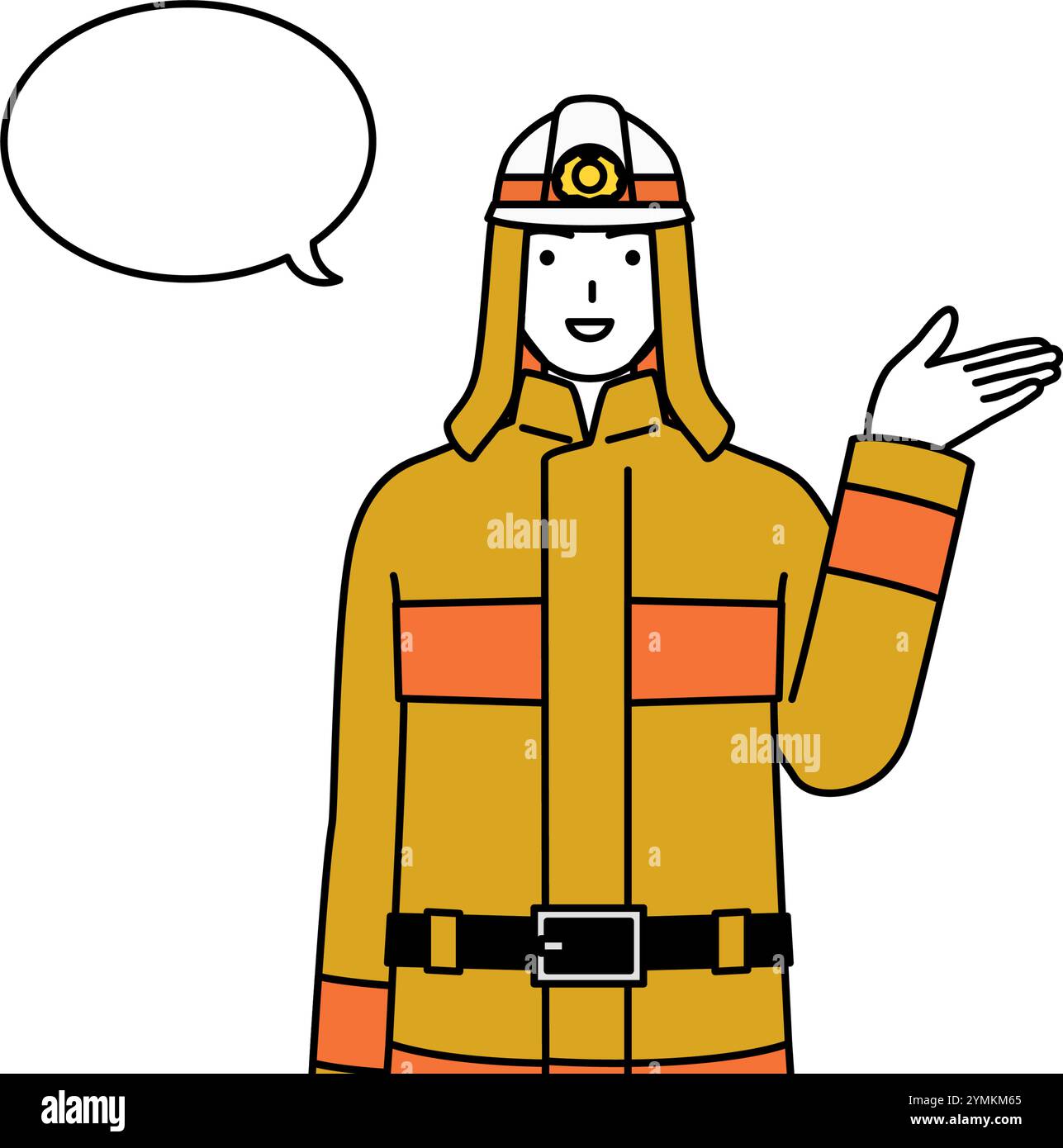 Firefighter in fire uniform giving directions, with a wipeout, Vector ...