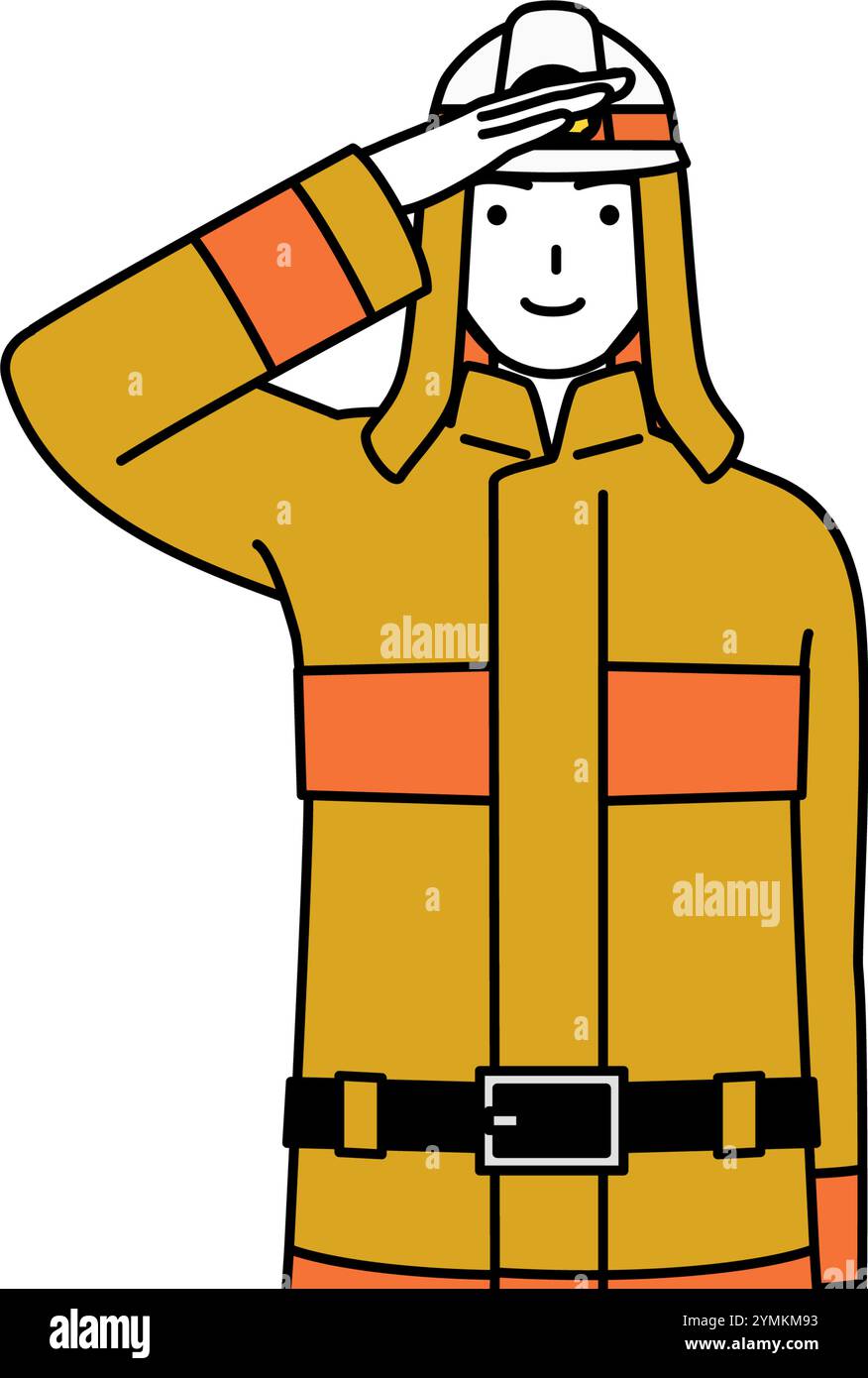 Firefighter in fire uniform making a salute, Vector Illustration Stock ...