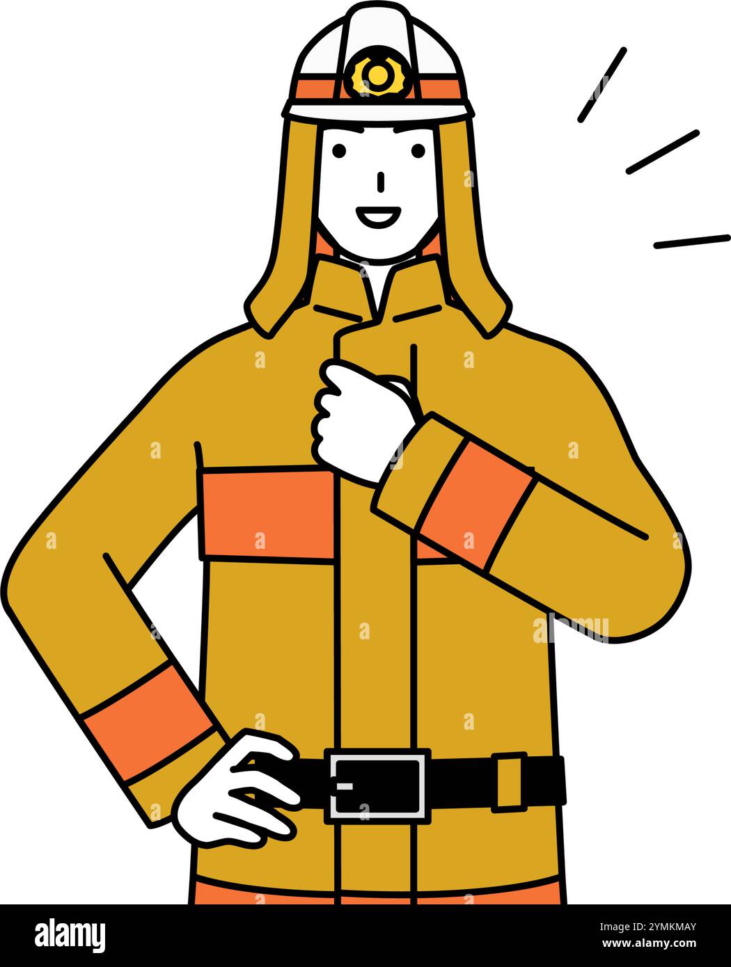 Firefighter in fire uniform tapping his chest, Vector Illustration ...