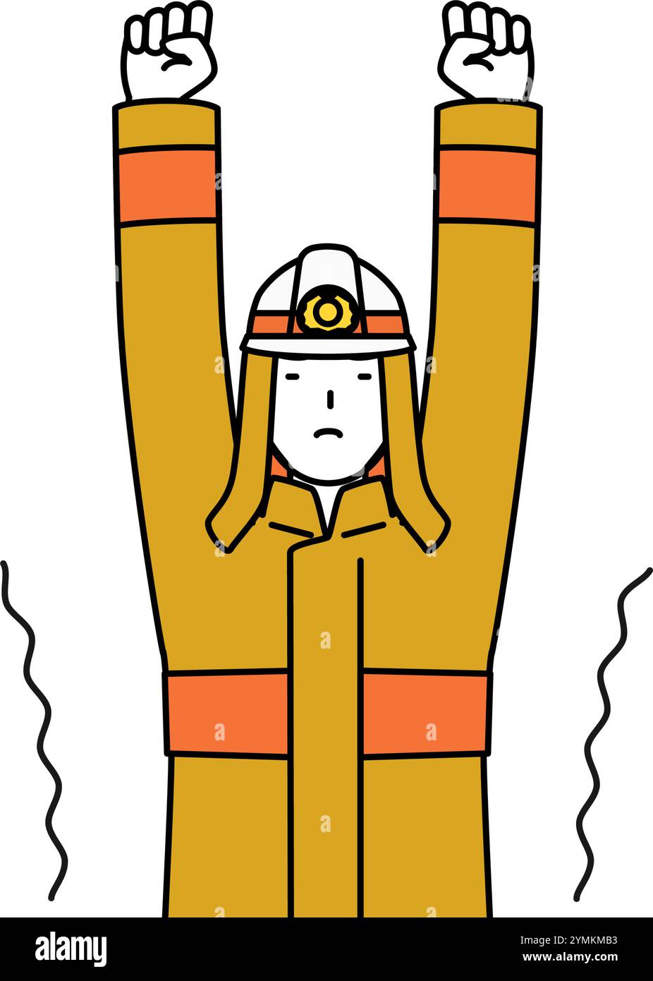 Firefighter in fire uniform stretching and standing tall, Vector ...