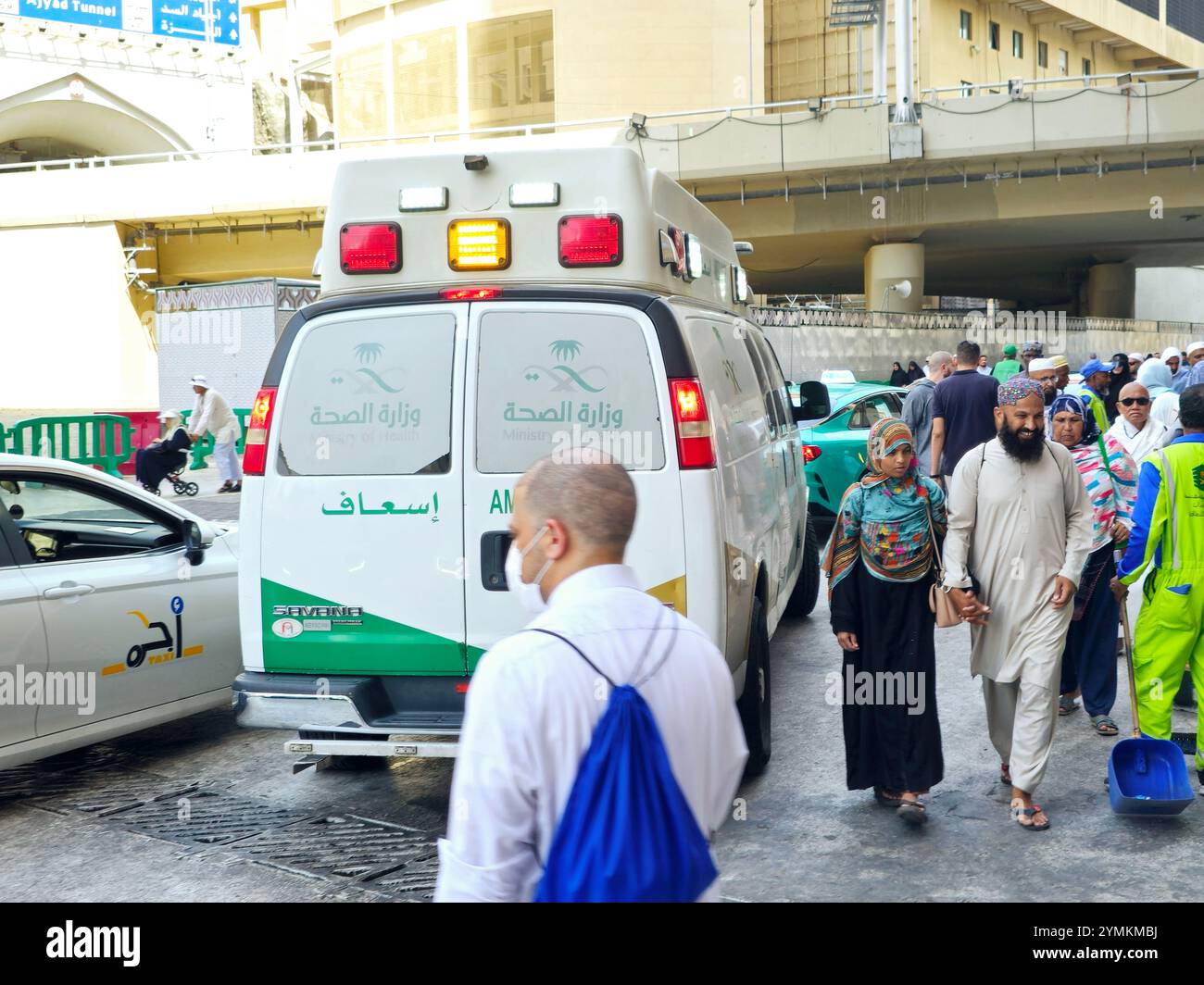 Mecca, Saudi Arabia, June 23 2024: an ambulance for emergency calls of ...