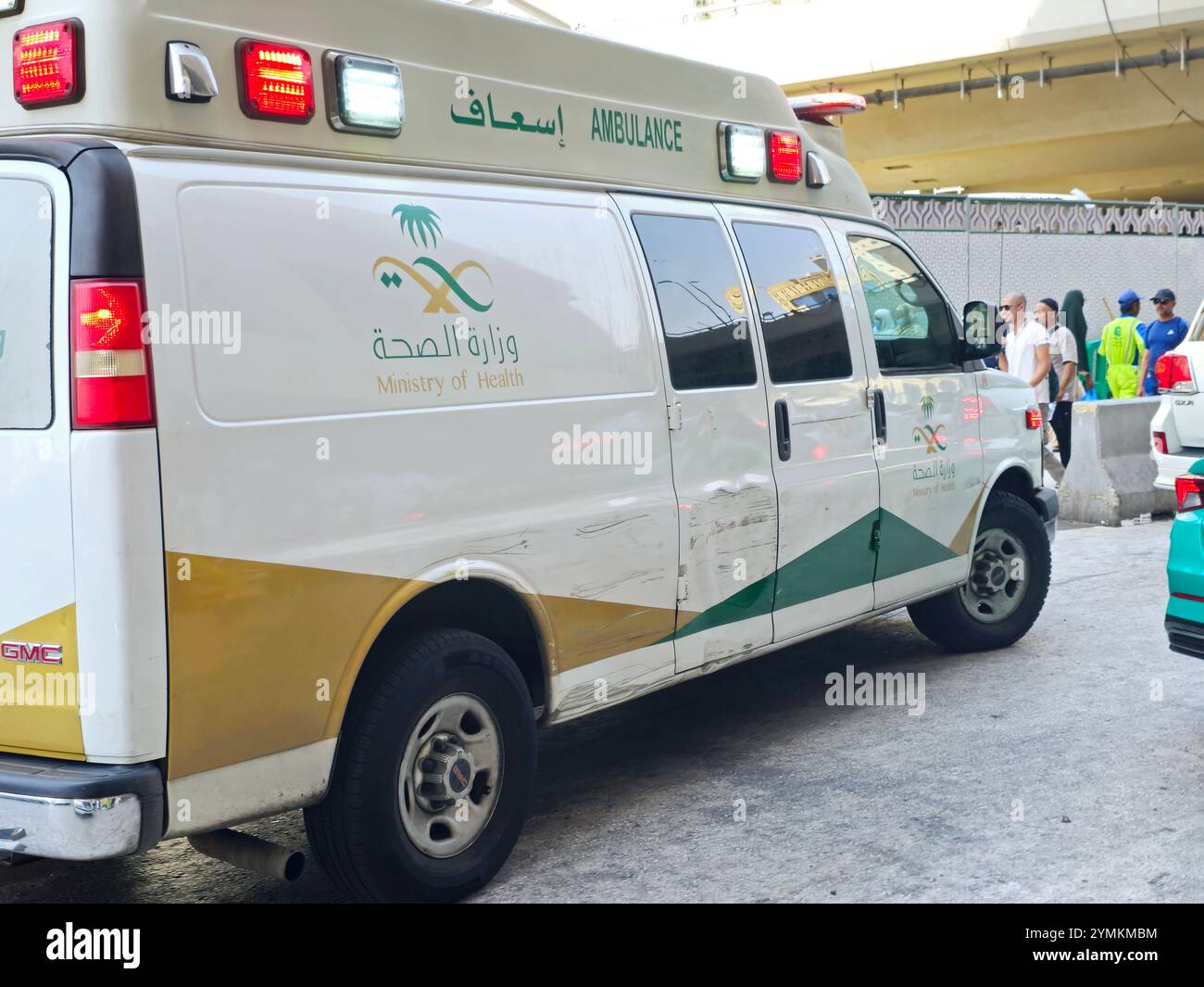 Mecca, Saudi Arabia, June 23 2024: an ambulance for emergency calls of ...