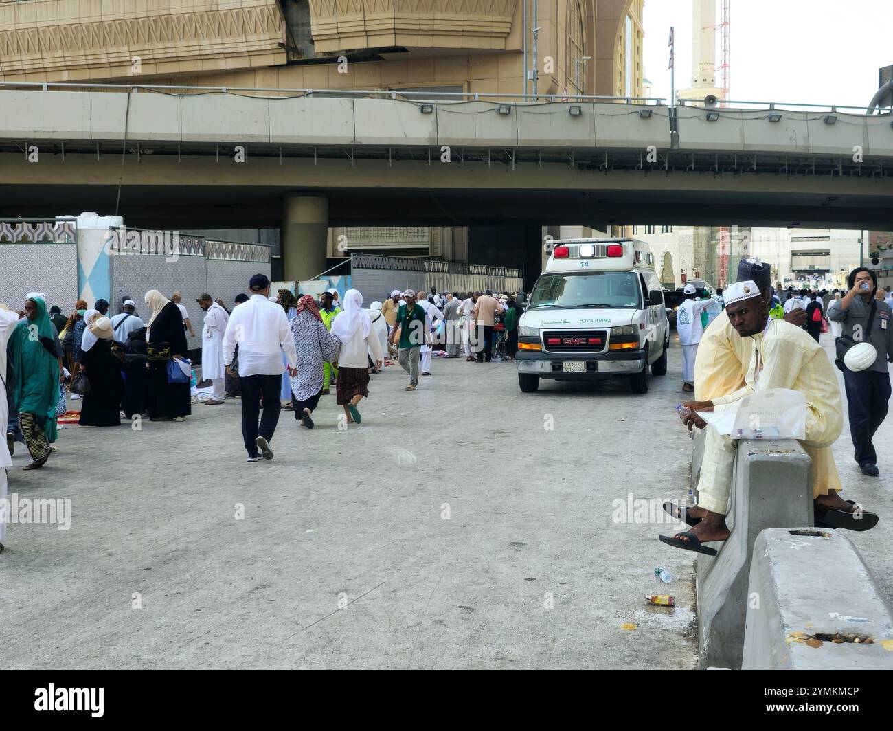 Mecca, Saudi Arabia, June 23 2024: an ambulance for emergency calls of ...