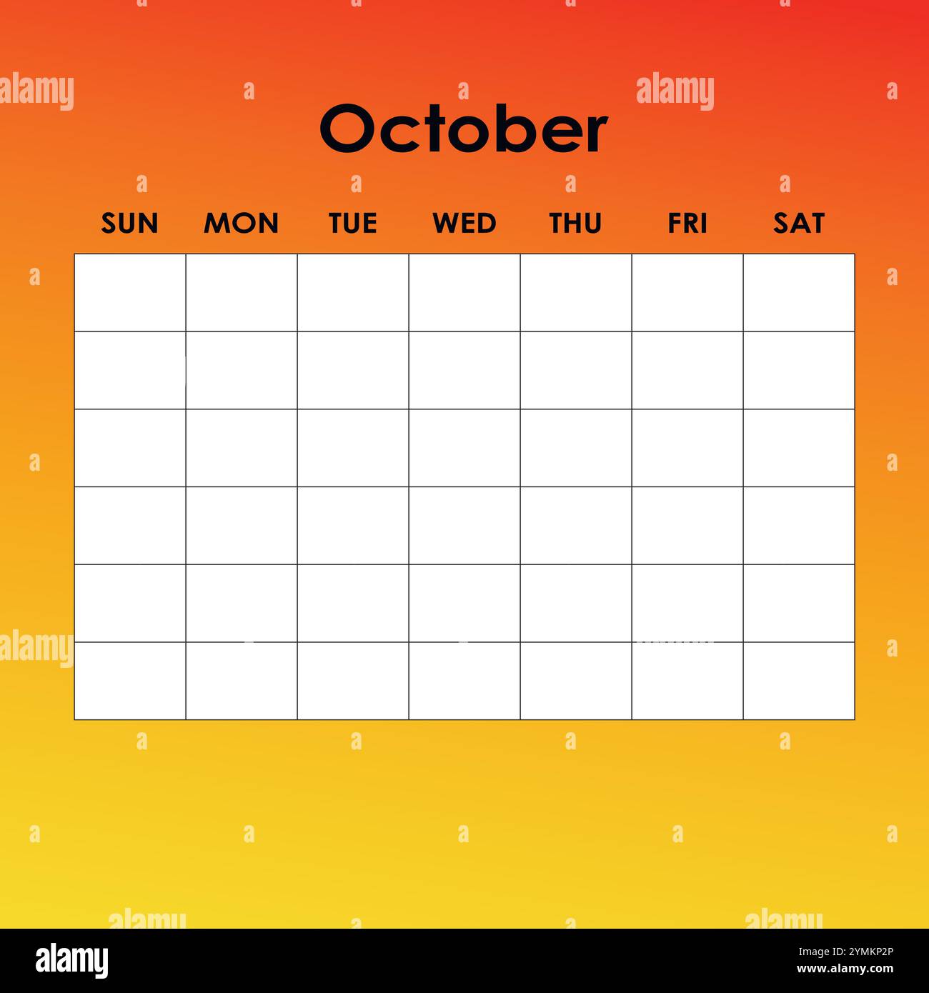 October. Calendar planner. Corporate week. Template layout, 12 months ...
