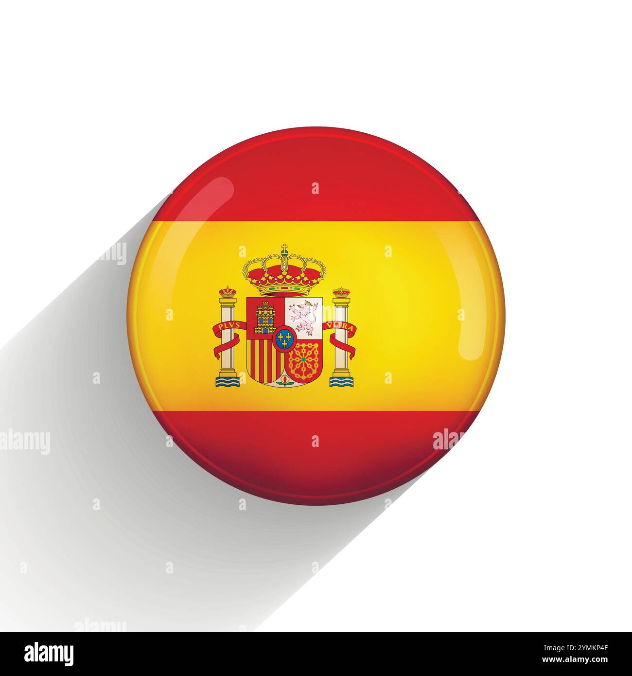Glass light ball with flag of Spain. Round sphere, template icon. Spanish national symbol ...