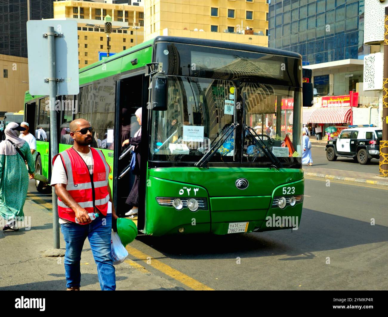 Mecca, Saudi Arabia, June 22 2024: Rawahel Al-Mashaer bus, providing ...