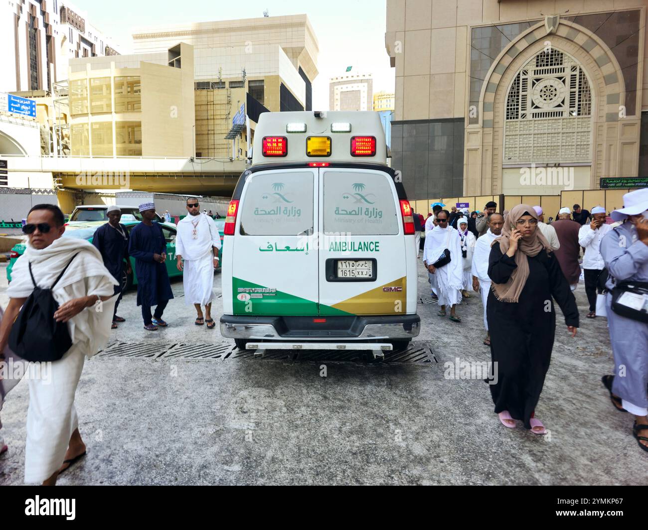 Mecca, Saudi Arabia, June 23 2024: an ambulance for emergency calls of ...