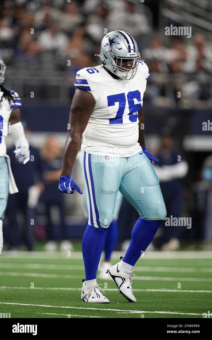 Dallas Cowboys guard Chuma Edoga lines up against the Houston Texans ...