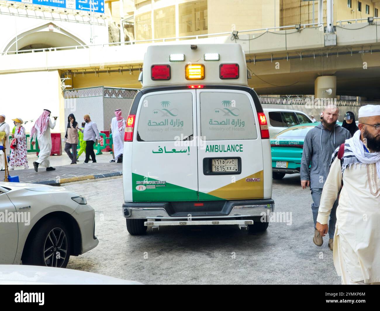Mecca, Saudi Arabia, June 23 2024: an ambulance for emergency calls of ...