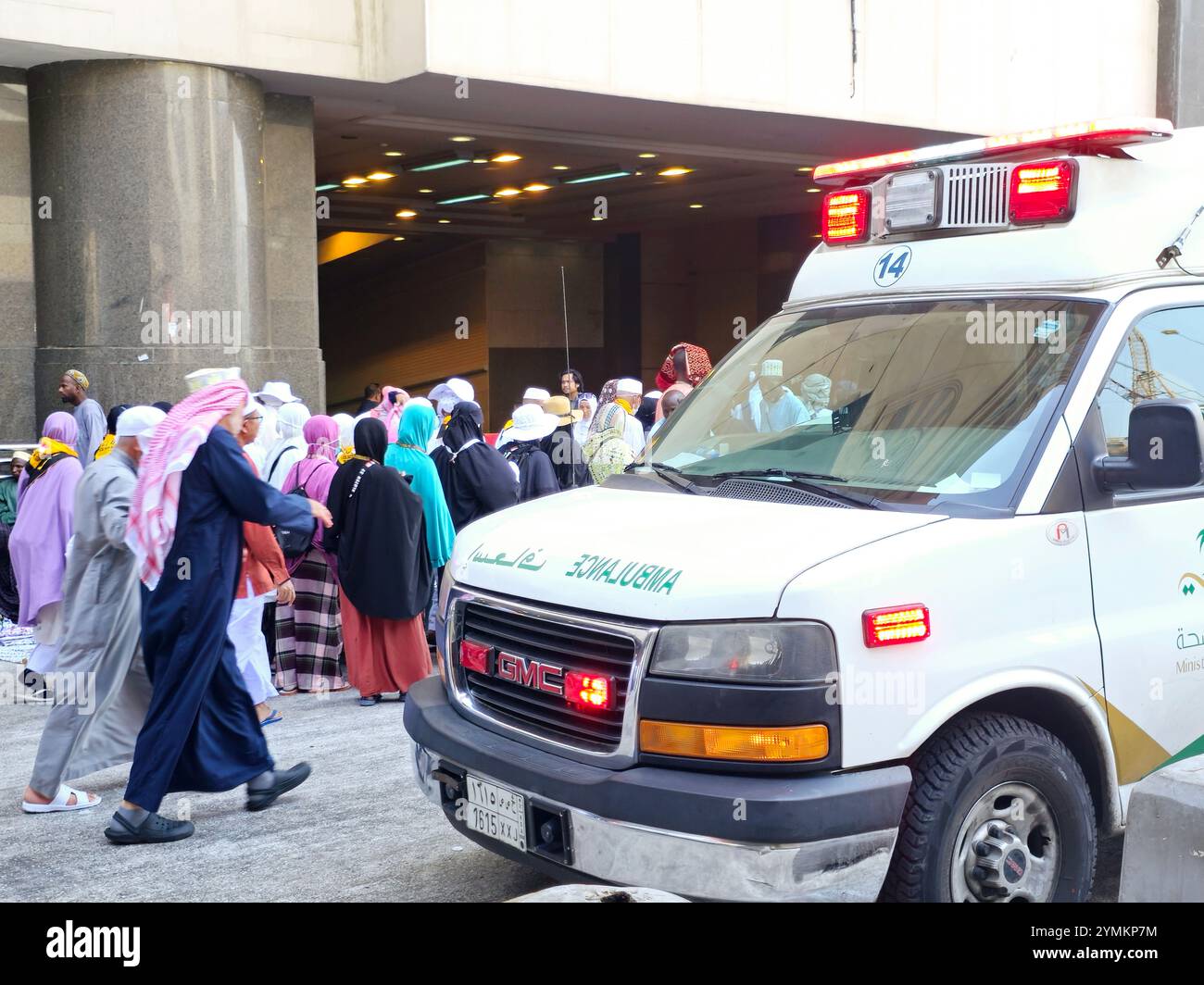 Mecca, Saudi Arabia, June 23 2024: an ambulance for emergency calls of ...