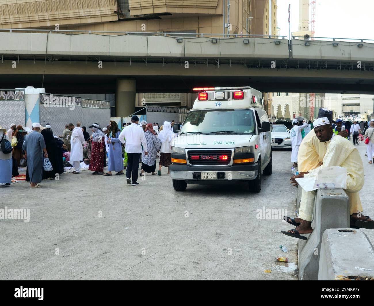 Mecca, Saudi Arabia, June 23 2024: an ambulance for emergency calls of ...