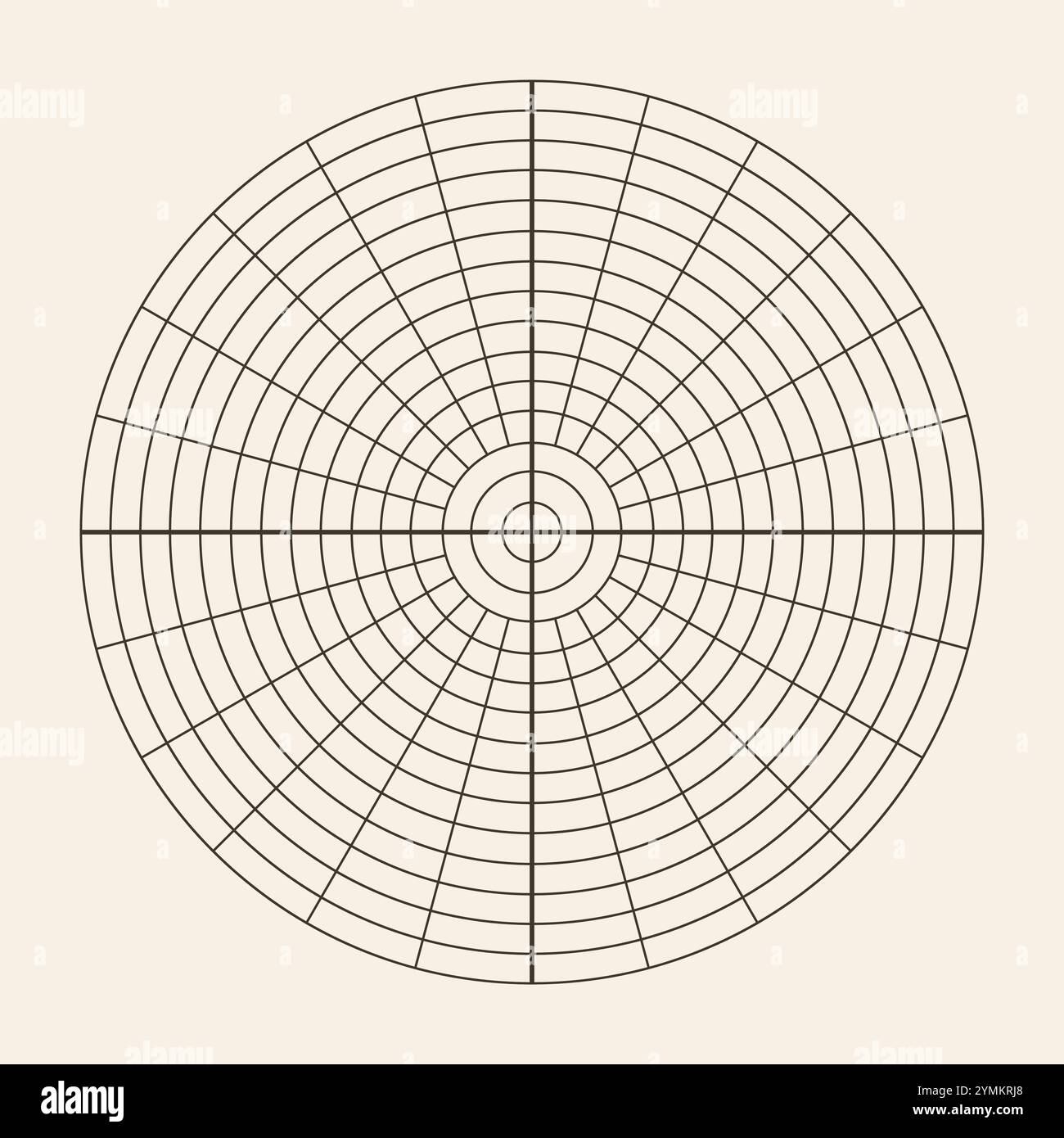 Polar Coordinate Circular Grid Isolated On White Background 360