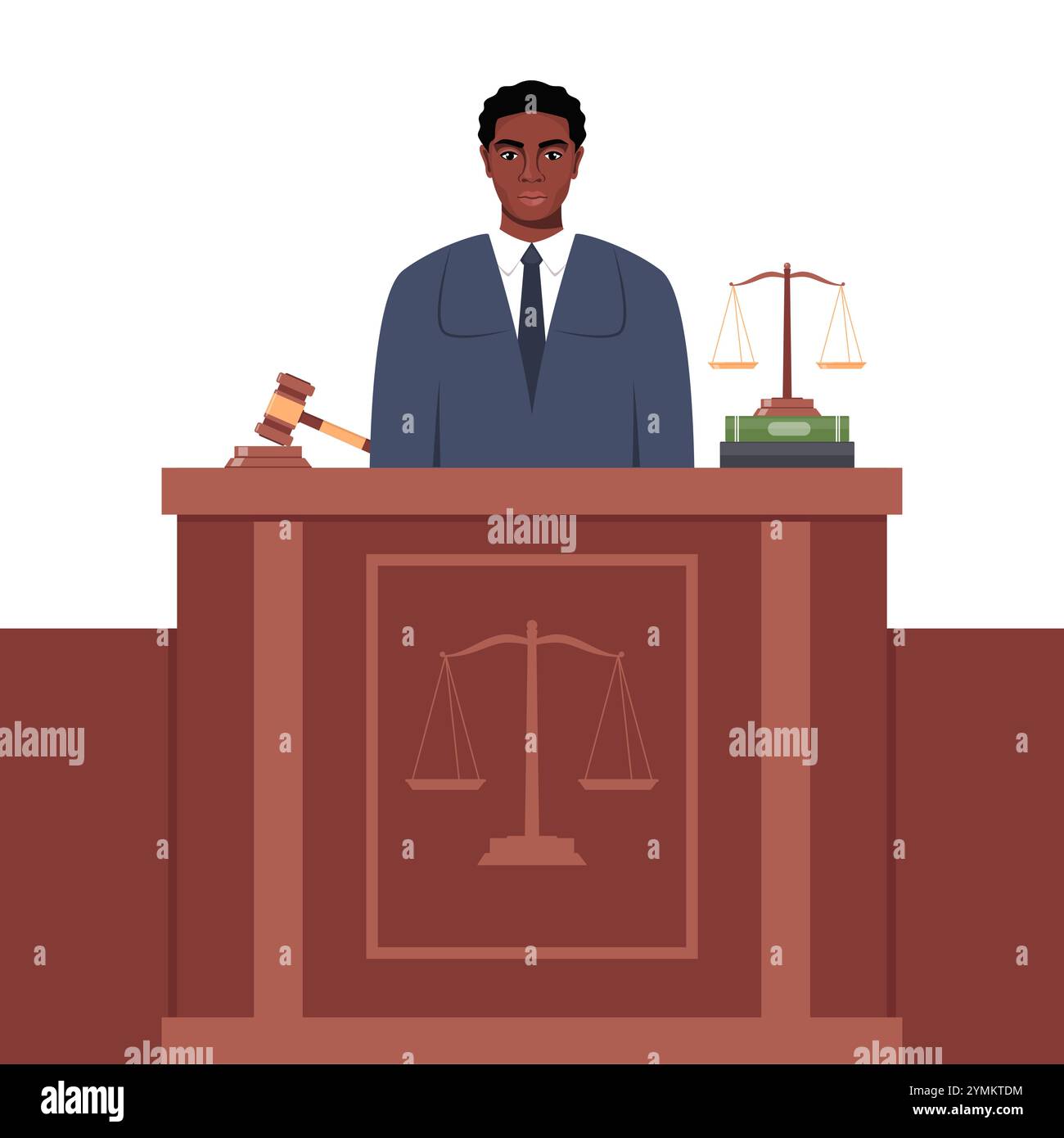Judge with hammer. African American man in black robe with gavel ...