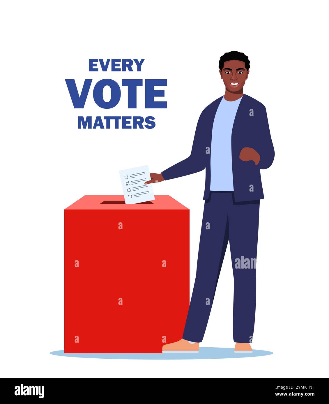 Black man putting vote paper into Election Box. Every vote matters ...