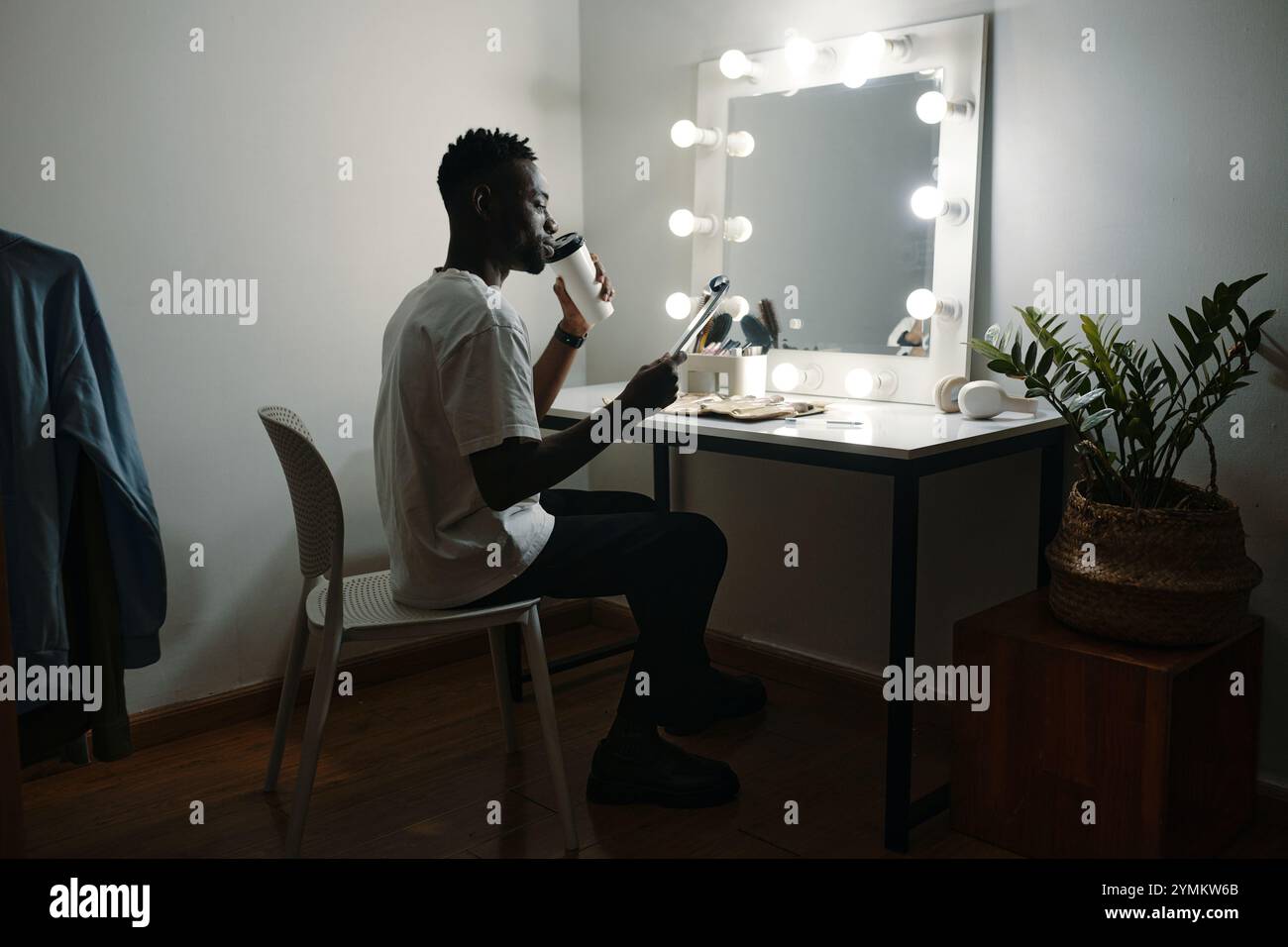 Grooming and Preparing in Modern Dressing Room Stock Photo - Alamy