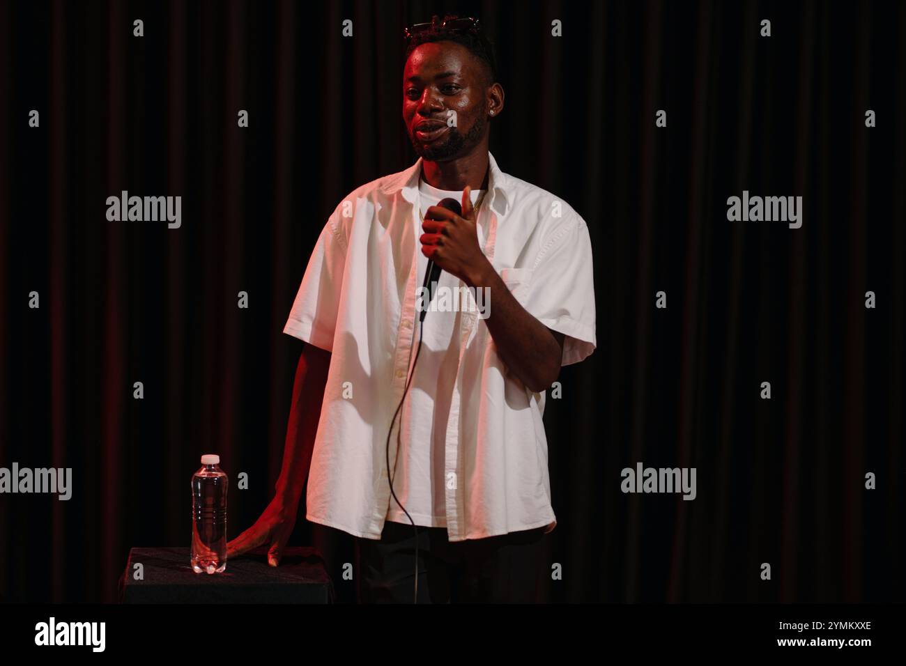 African American Comedian Performing Stand-Up Routine Stock Photo - Alamy