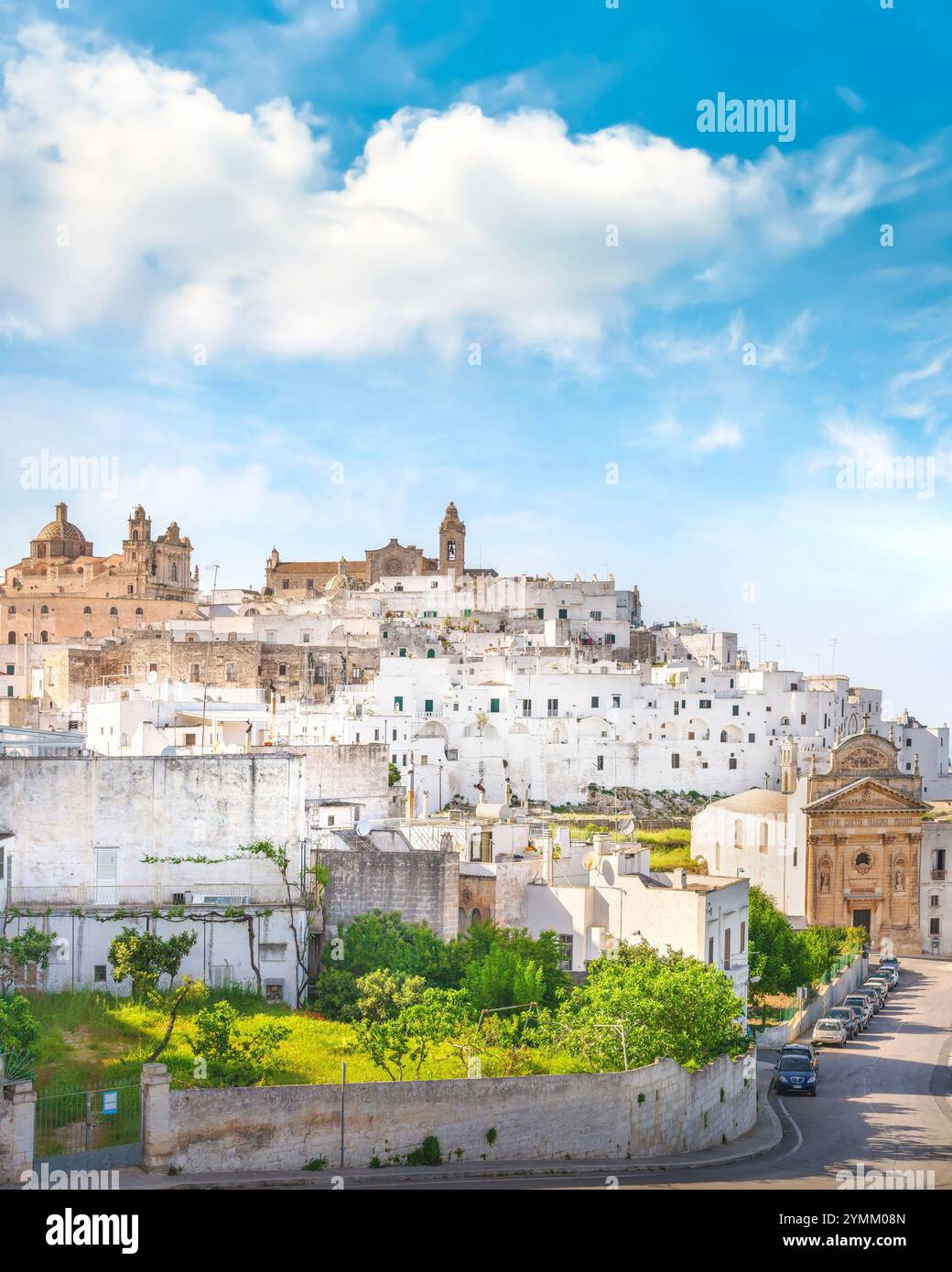 Ostuni white town skyline, Brindisi, Apulia southern Italy. Europe ...