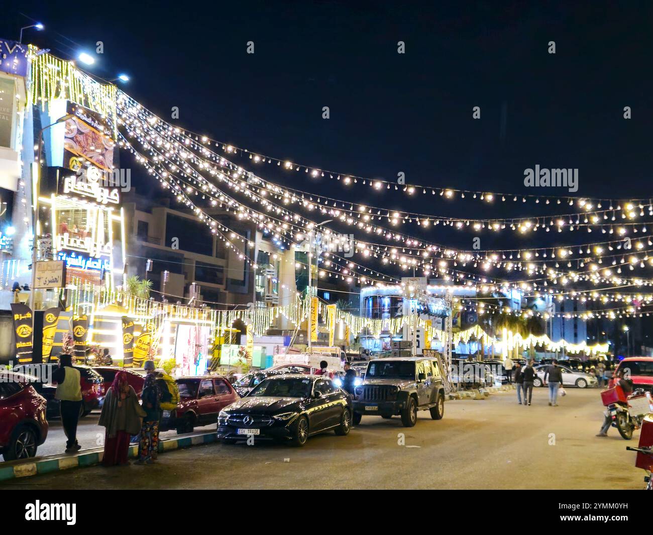 Cairo, Egypt, November 14 2024: lots of celebration lights in new Cairo ...