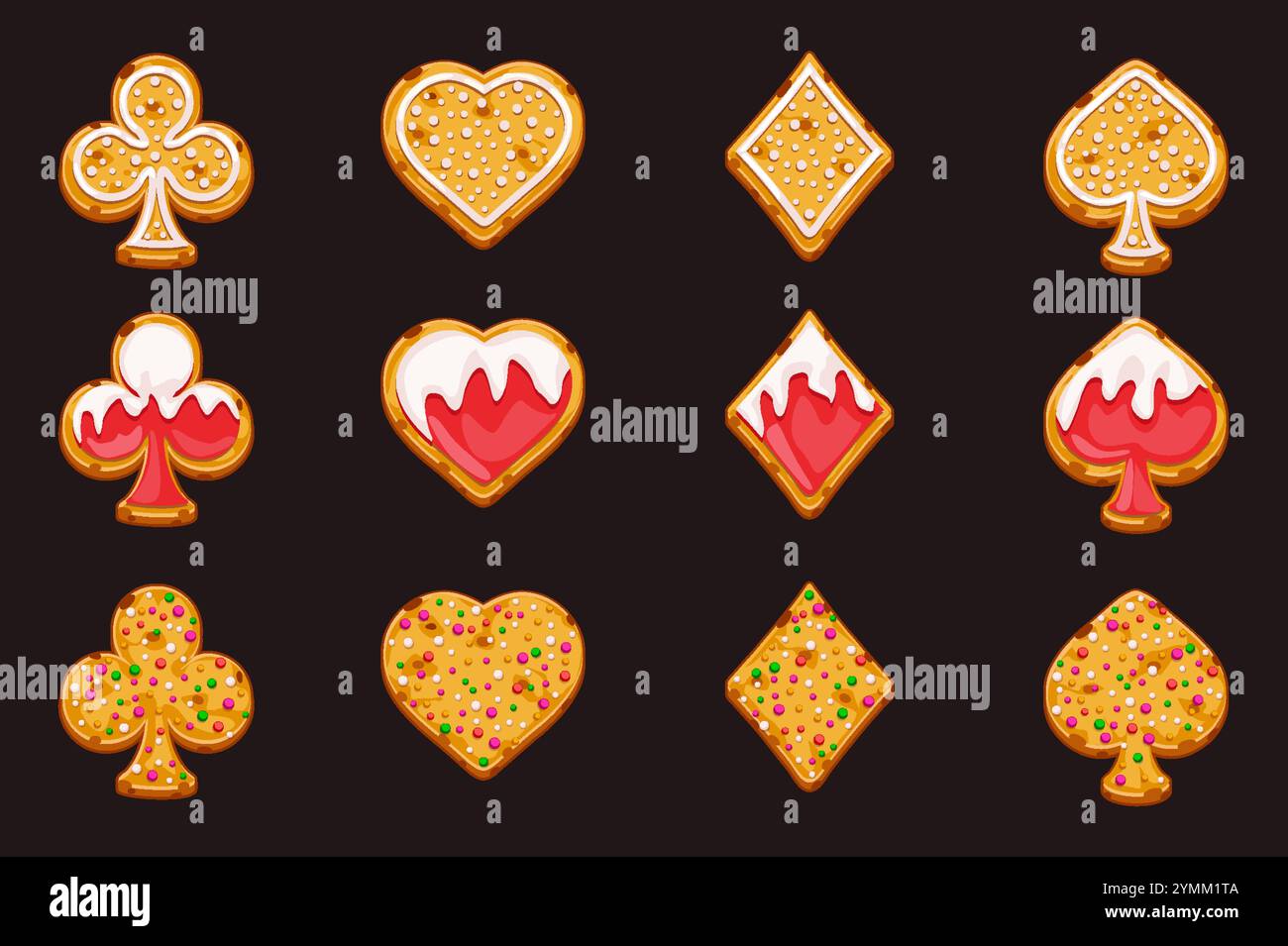 Biscuits with playing card symbols shape, Set of playing card symbols ...