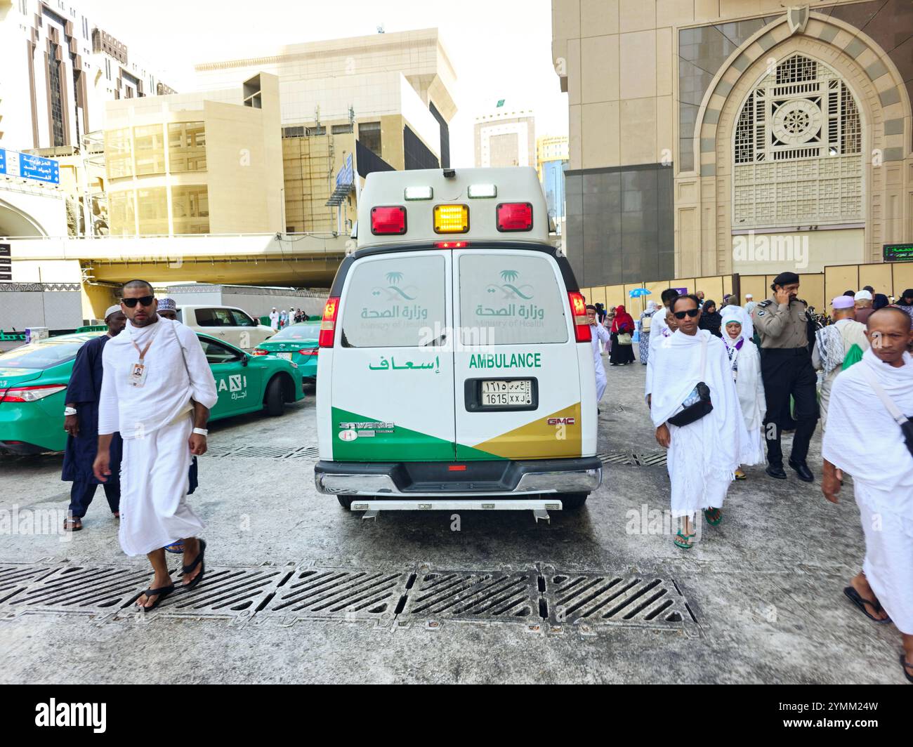 Mecca, Saudi Arabia, June 23 2024: an ambulance for emergency calls of ...