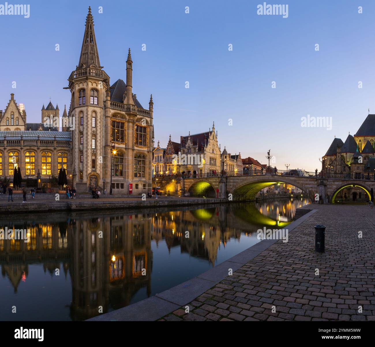 Picturesque view of the historical city center of Ghent (Gent), Belgium ...