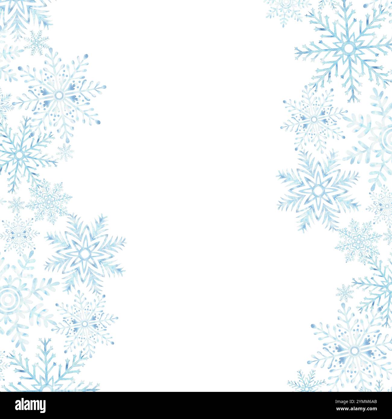 Blue snowflakes. Template postcard with copy space. Ice stars for ...