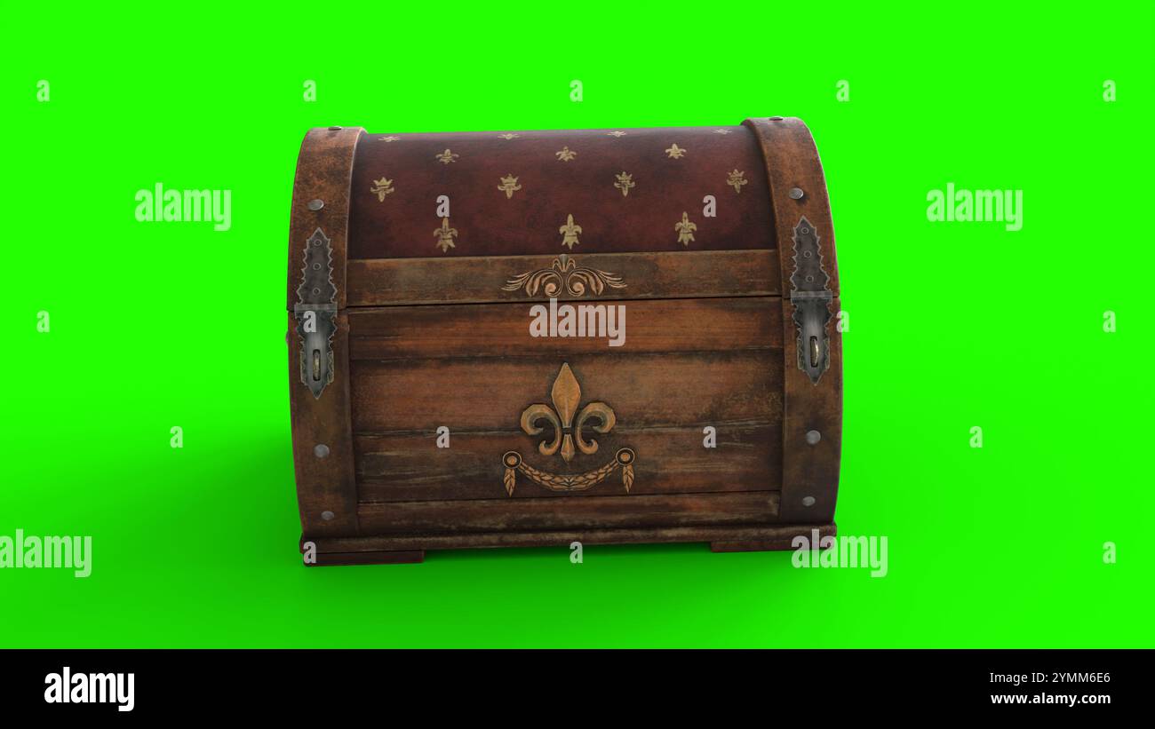 old chest with green background Stock Photo - Alamy