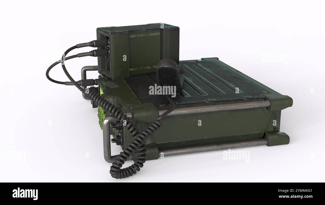 military radio machine with white background Stock Photo - Alamy