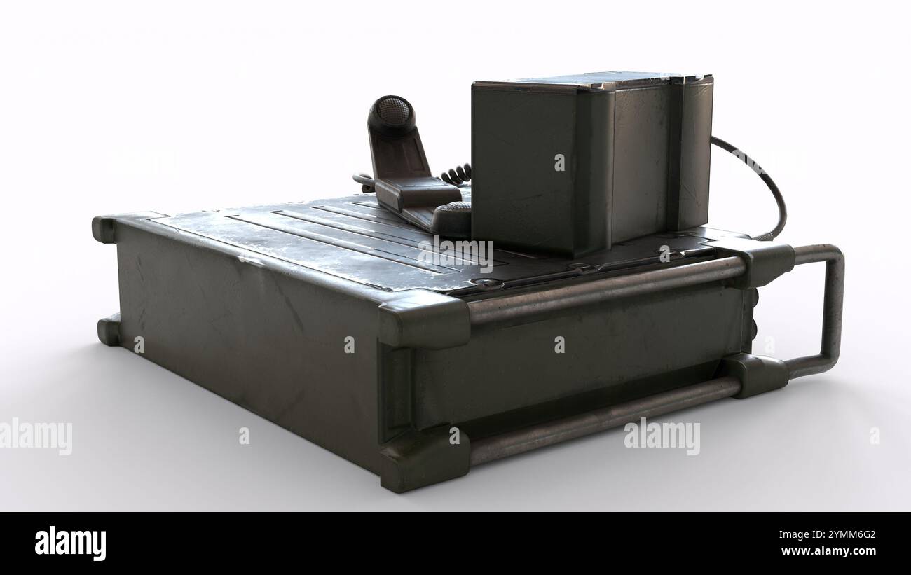 military radio machine with white background Stock Photo - Alamy