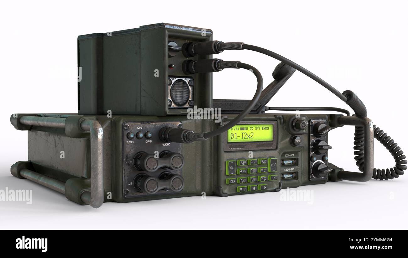 military radio machine with white background Stock Photo - Alamy