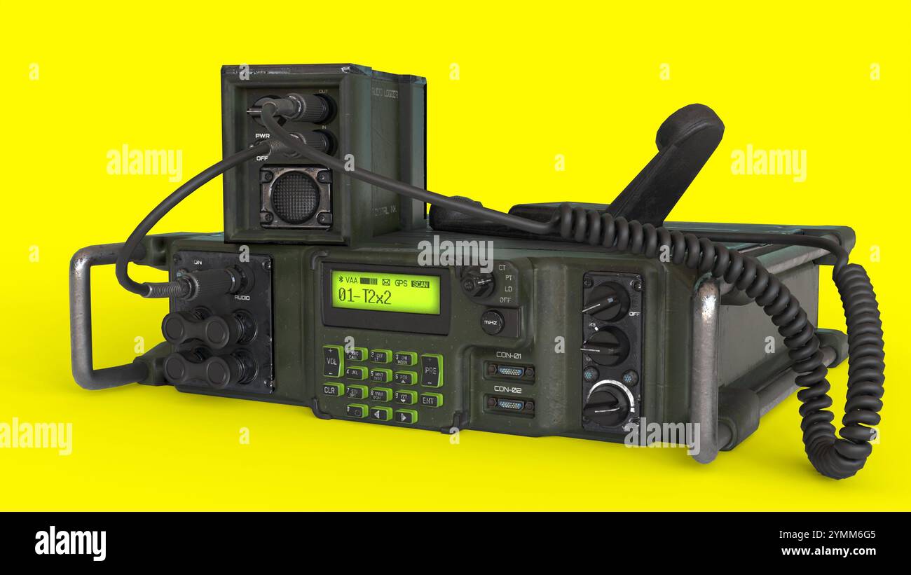 military radio machine with yellow background Stock Photo - Alamy
