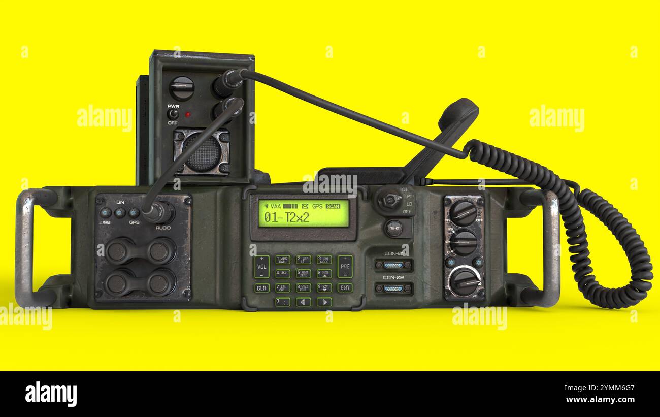 military radio machine with yellow background Stock Photo - Alamy