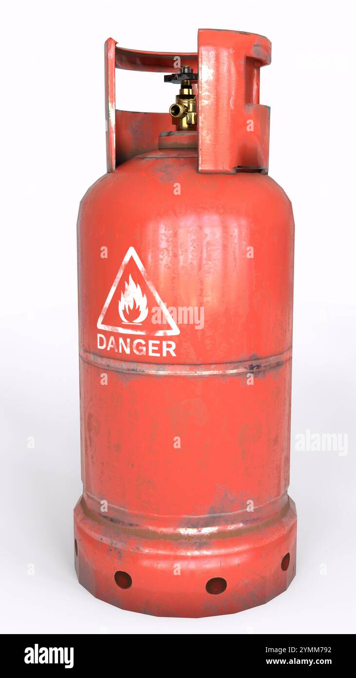 Flammable Gas Cylinder with white background Stock Photo - Alamy