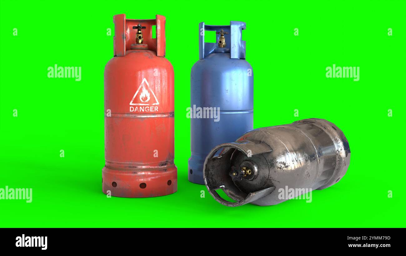 Flammable Gas Cylinder with GREEN background Stock Photo - Alamy