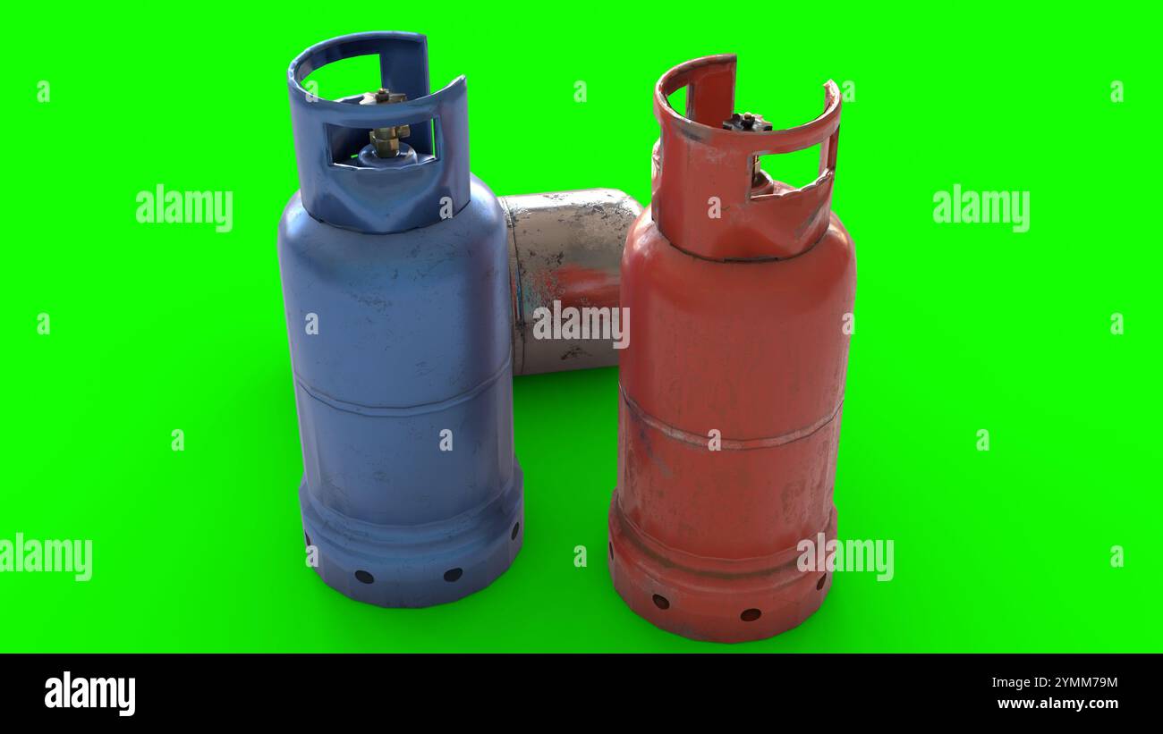 Flammable Gas Cylinder with GREEN background Stock Photo - Alamy