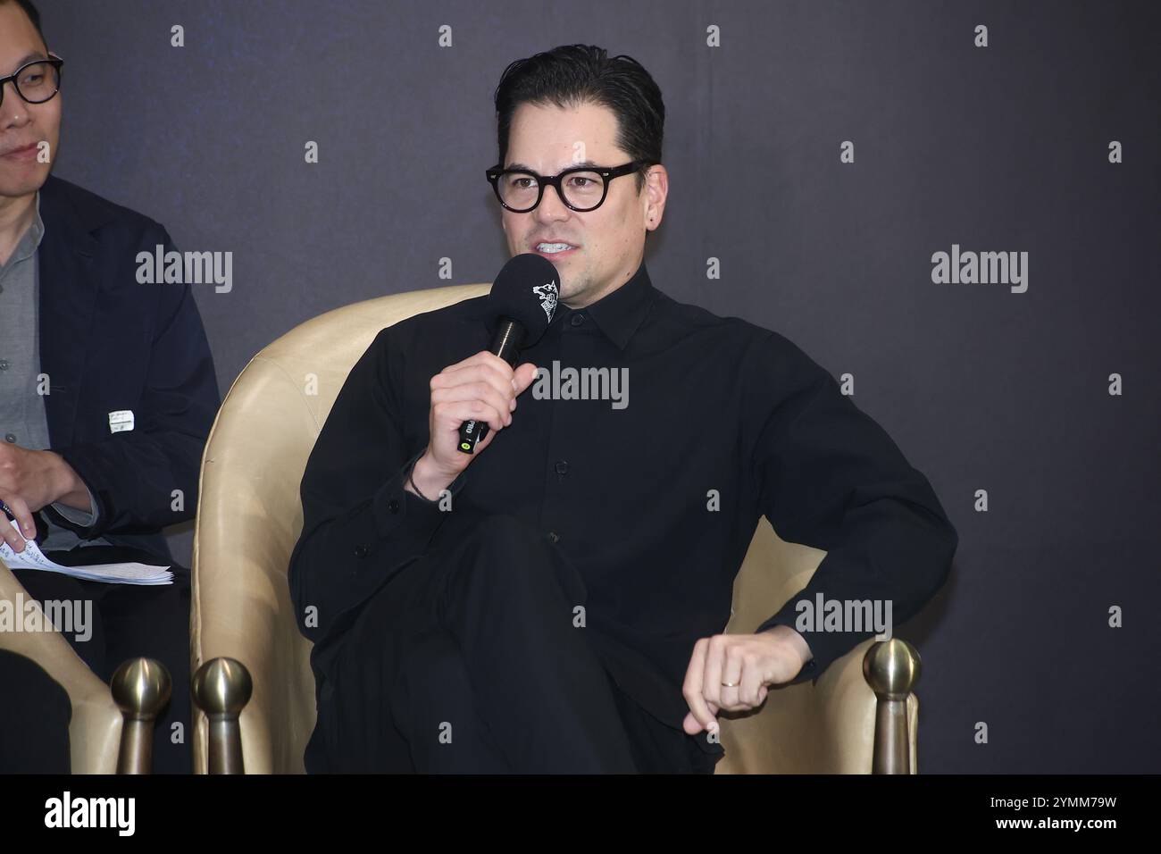 TAIPEI, CHINA - NOVEMBER 22, 2024 - Actor Jonathan Wang attends the guest press conference of ...