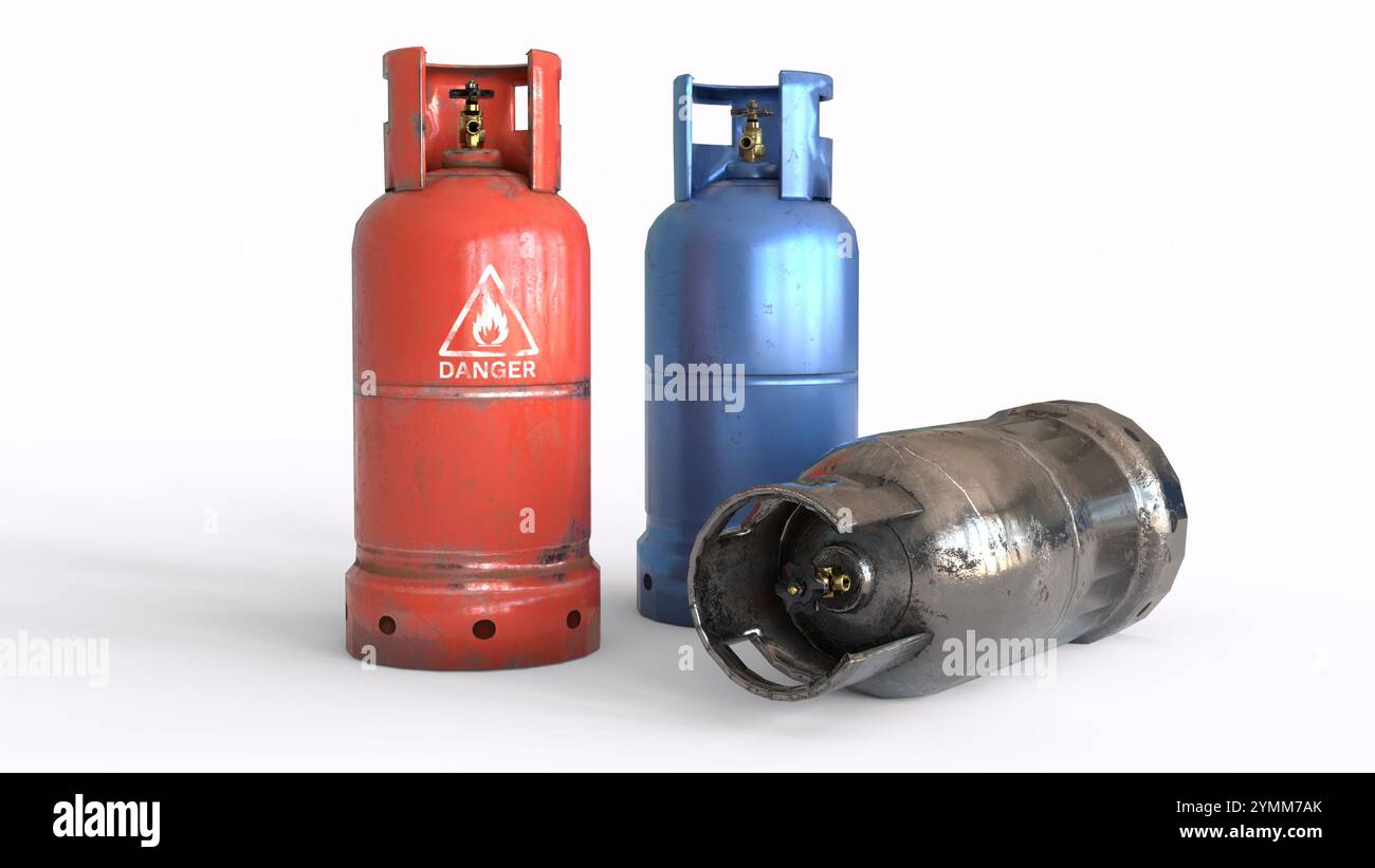 Flammable Gas Cylinder with white background Stock Photo - Alamy