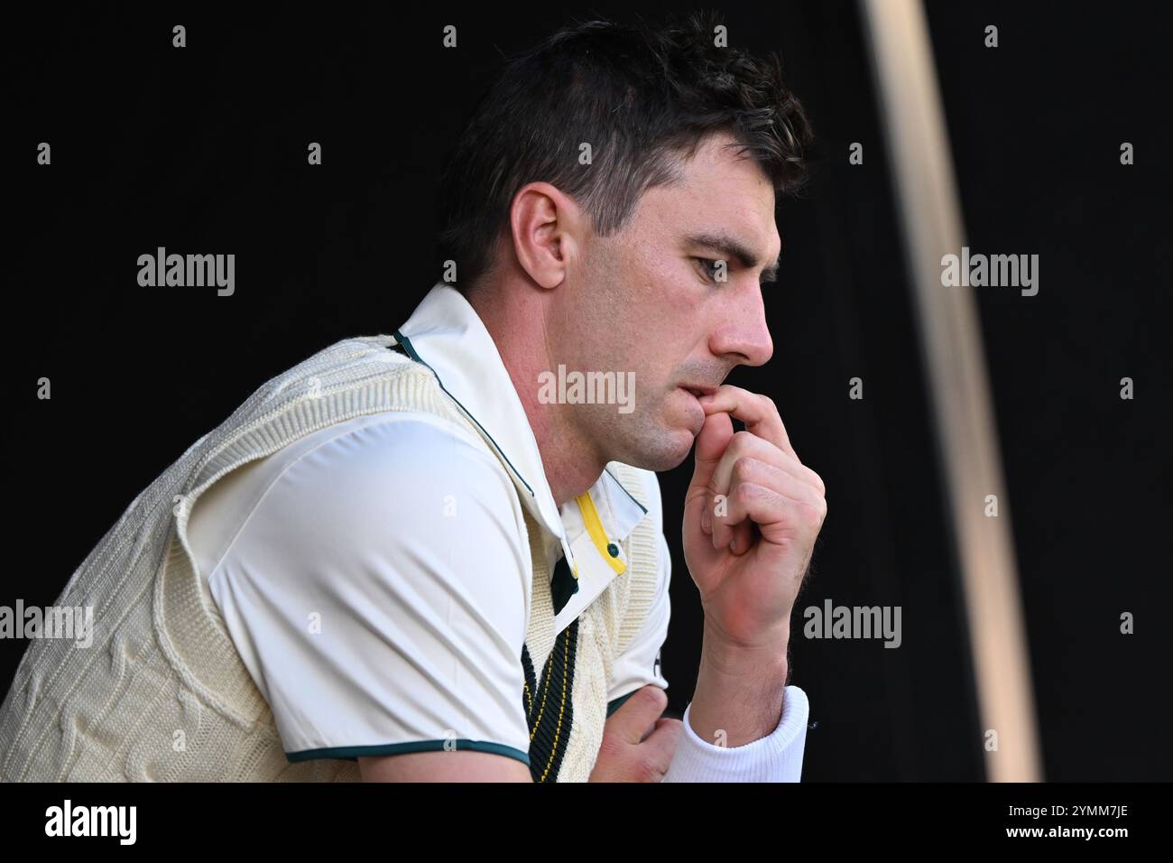 Perth, Australia. 22nd Nov, 2024. Australian captain Pat Cummins looks ...