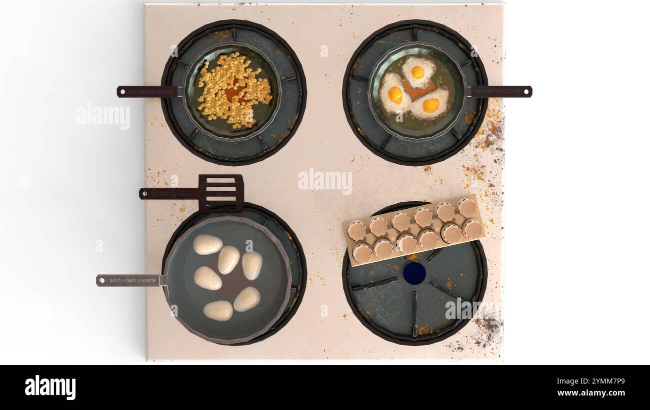 Cooking on the stove with white background Stock Photo - Alamy