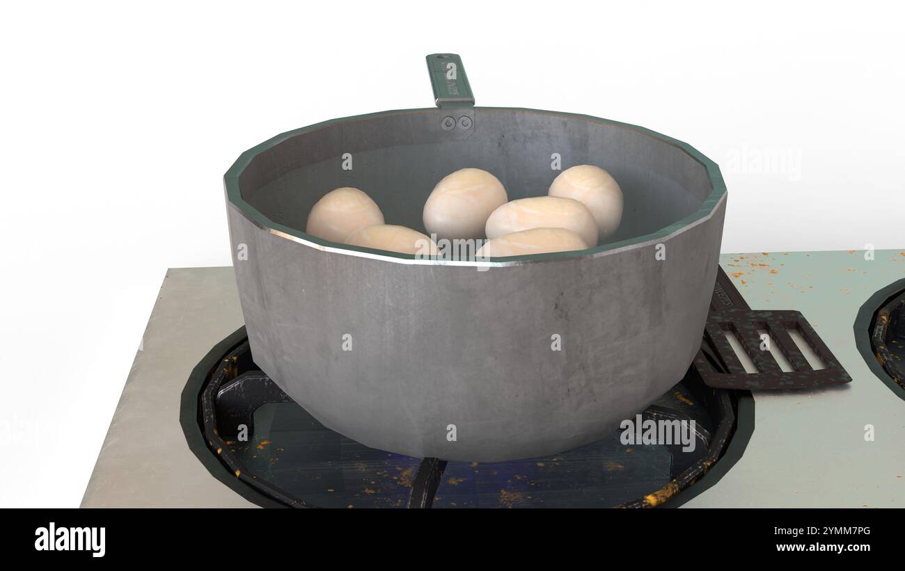 Cooking on the stove with white background Stock Photo - Alamy