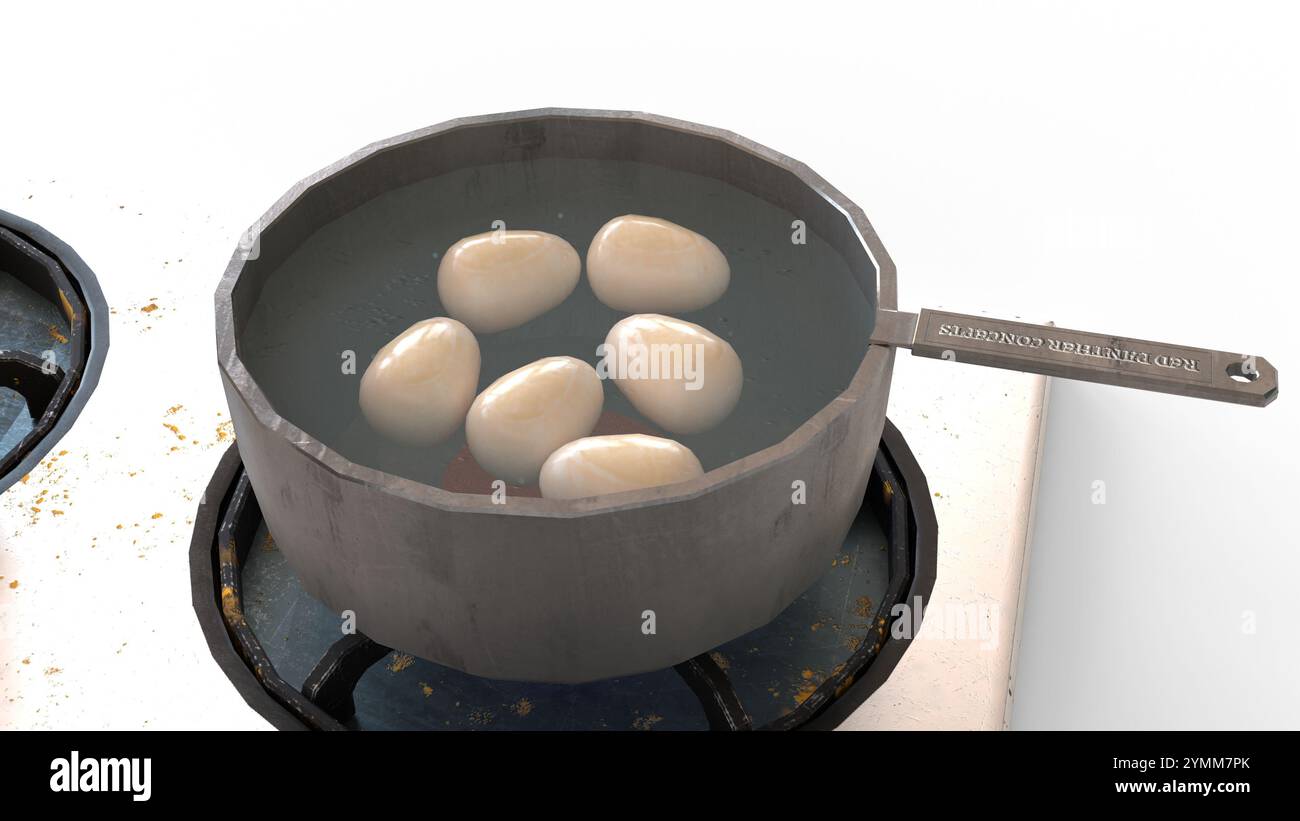 Cooking on the stove with white background Stock Photo - Alamy