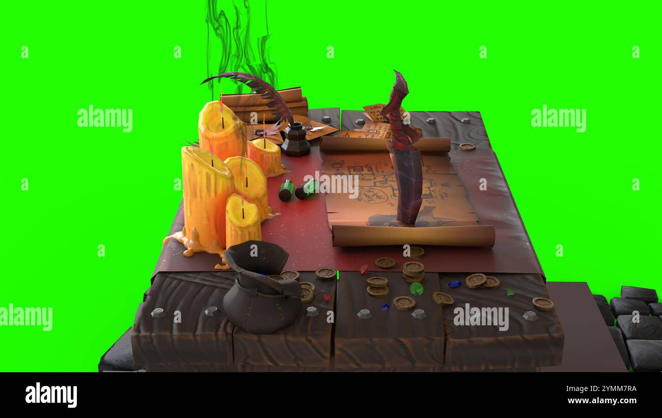 black magic table with green background Stock Photo - Alamy
