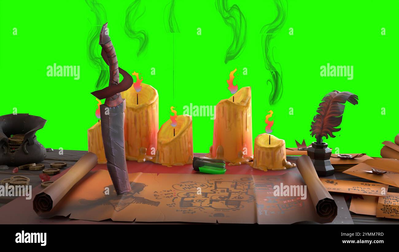 black magic table with green background Stock Photo - Alamy