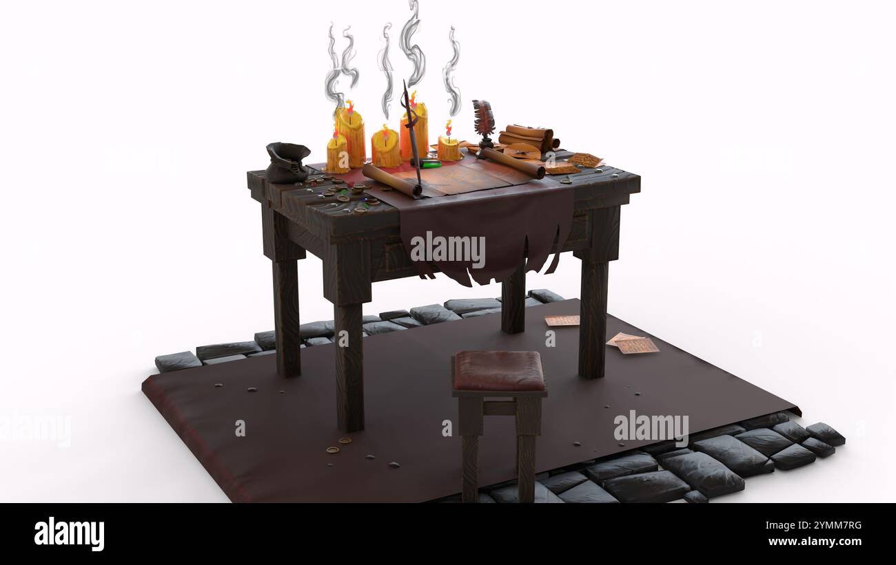 black magic table with white background Stock Photo - Alamy