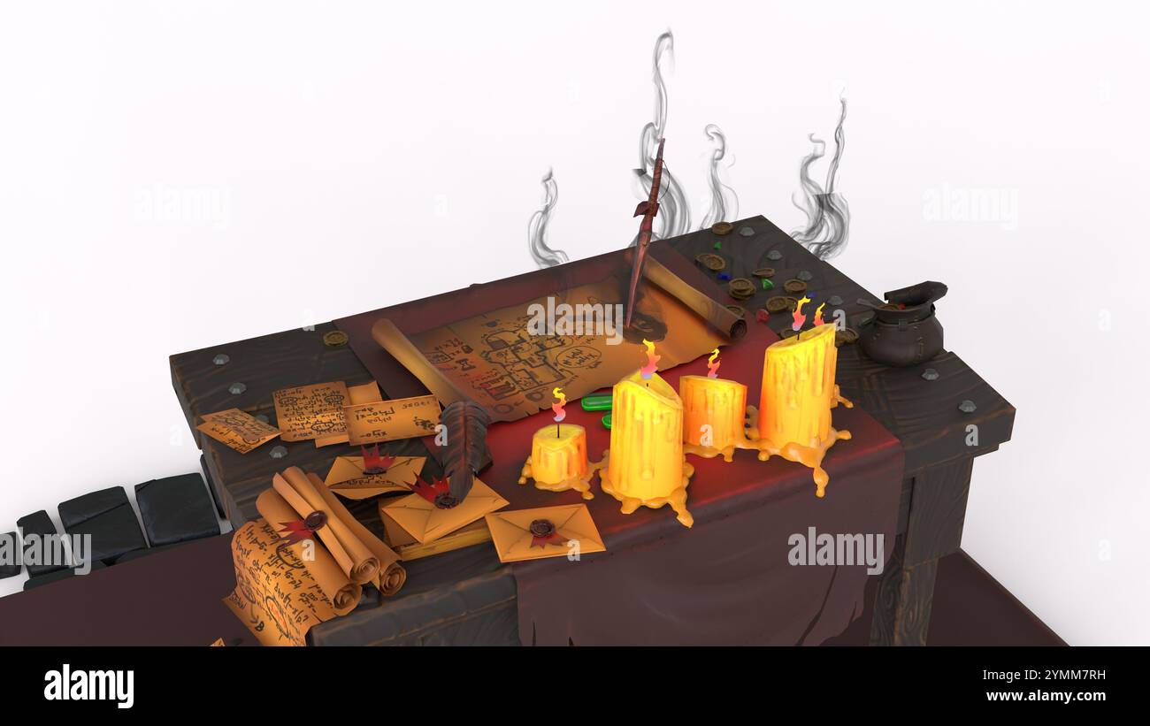 black magic table with white background Stock Photo - Alamy