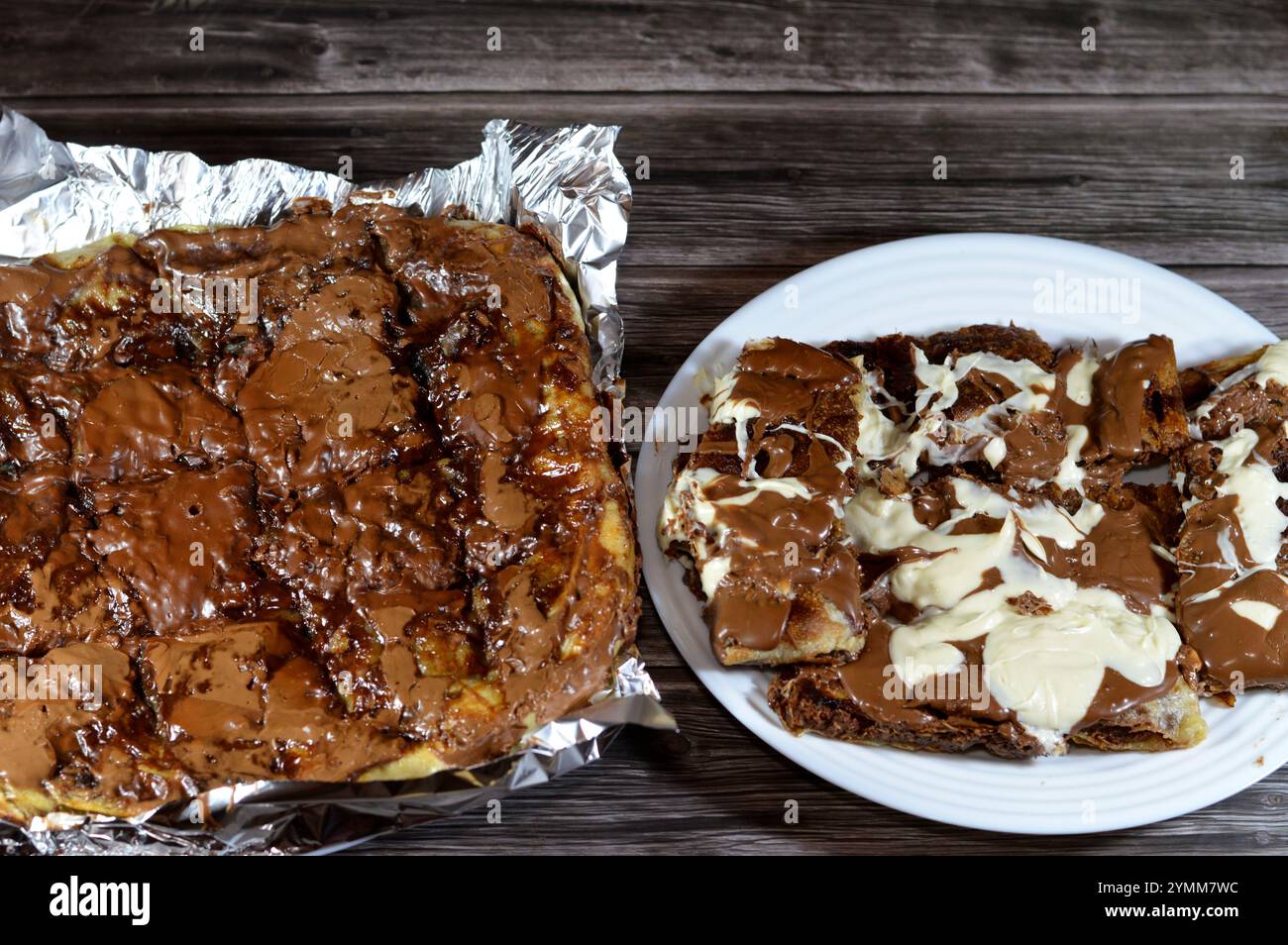 Assorted desserts of Crispy filo Phyllo pastry pie filled with Knafeh ...