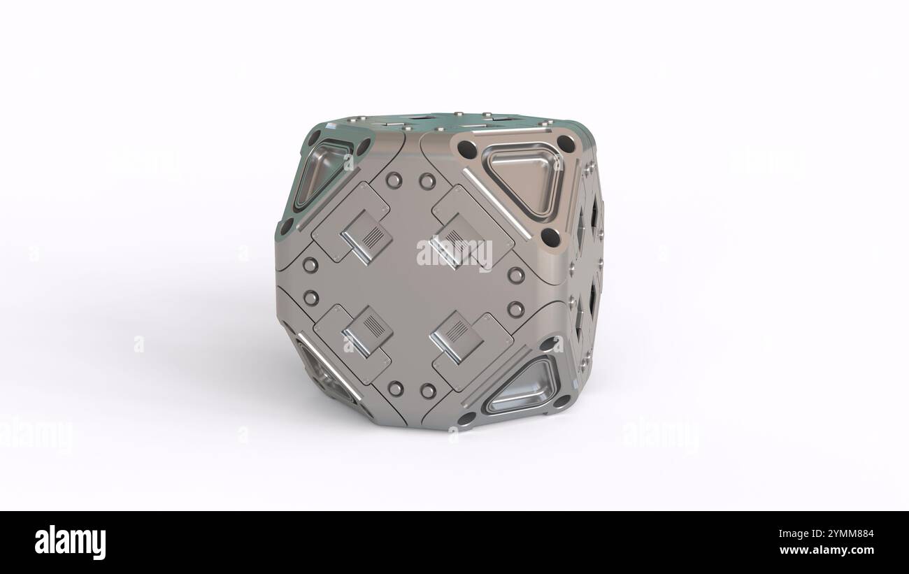 sci-fi cube with white background Stock Photo - Alamy
